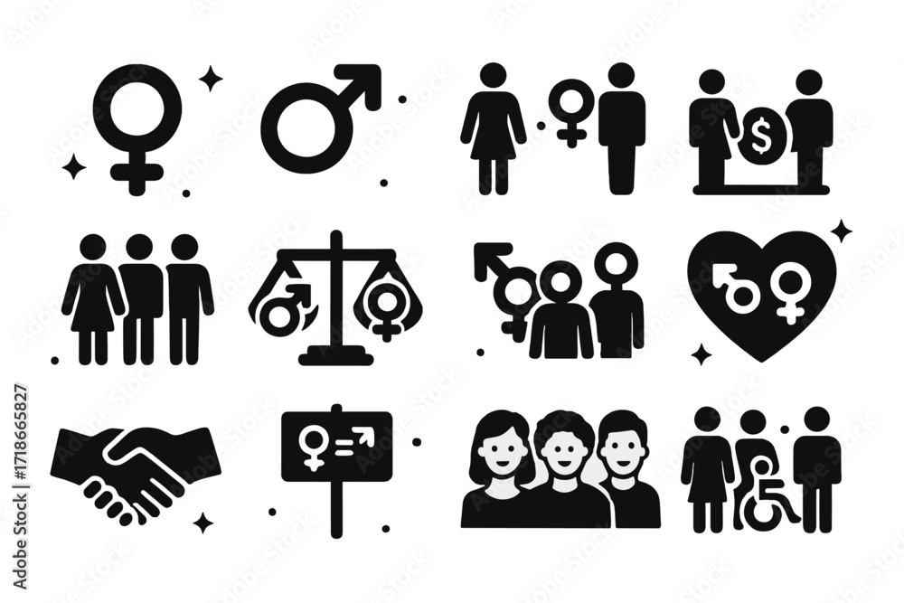 Gender Equality Icons. Gender Equality. Solid icons set of female ...