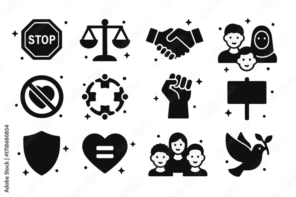Diversity and Inclusion Icons. Anti-Discrimination. Solid icons set of ...