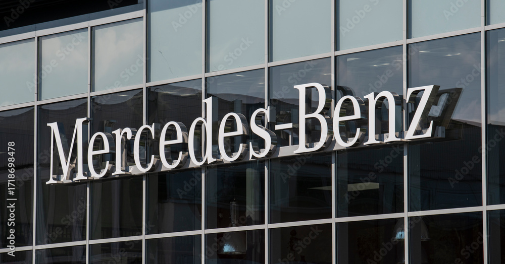 Zvolen, Slovakia - September, 7, 2025 : Mercedes Benz dealership logo ...