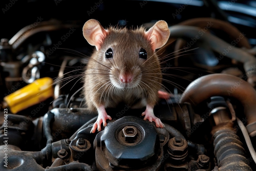 Rat Rodent Causing Damage in Car Engine - Troubling Infestation Vehicle ...