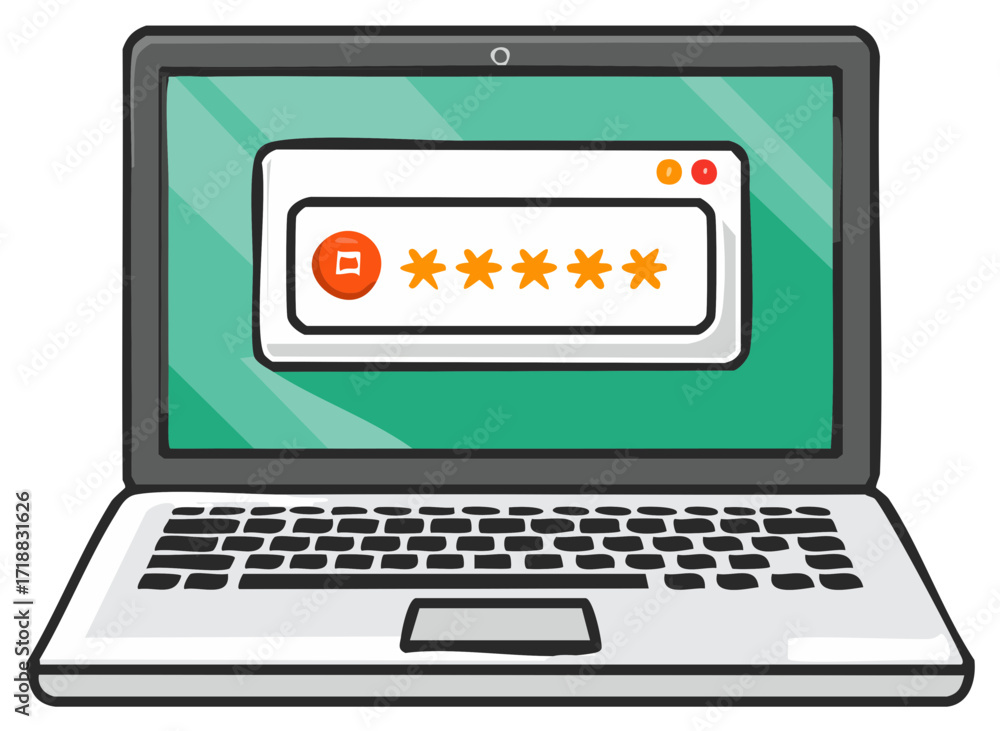 Laptop computer with password login screen for cybersecurity and ...