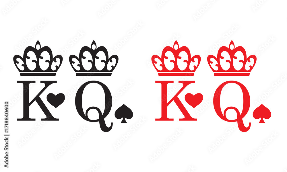 Image vectorielle Stock King and Queen playing card symbols graphic ...