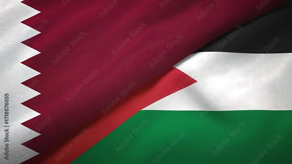 Flags of qatar and palestine displayed together showing international ...
