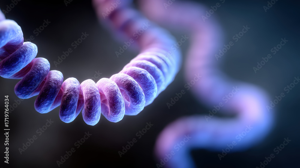 Microscopic medical illustration of spirochete bacterium Treponema ...