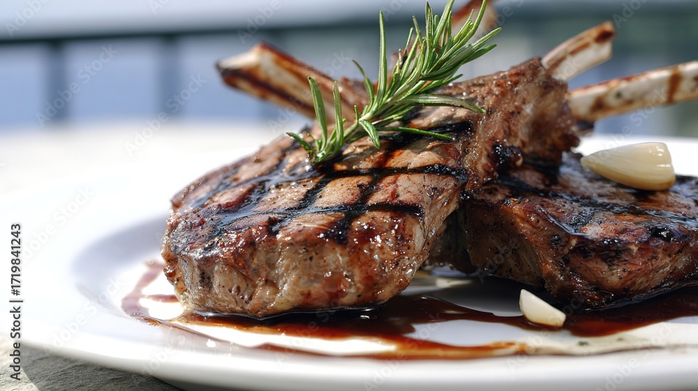 Bone-In Roasted Lamb Chops Still Life: Bone-In Roasted Lamb Chops ...