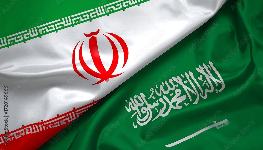 Photo Stock Flags of Iran and Saudi Arabia side by side, symbolizing ...