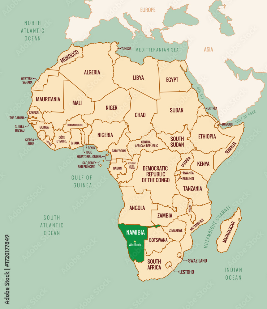 Image vectorielle Stock Map of Africa in flat style - map, europe, asia ...