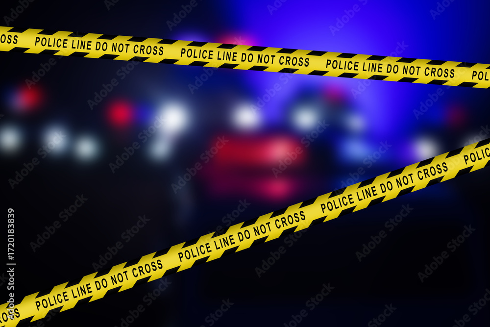 Crime Scene at Night: Crime Scene Investigation Team Working on a ...