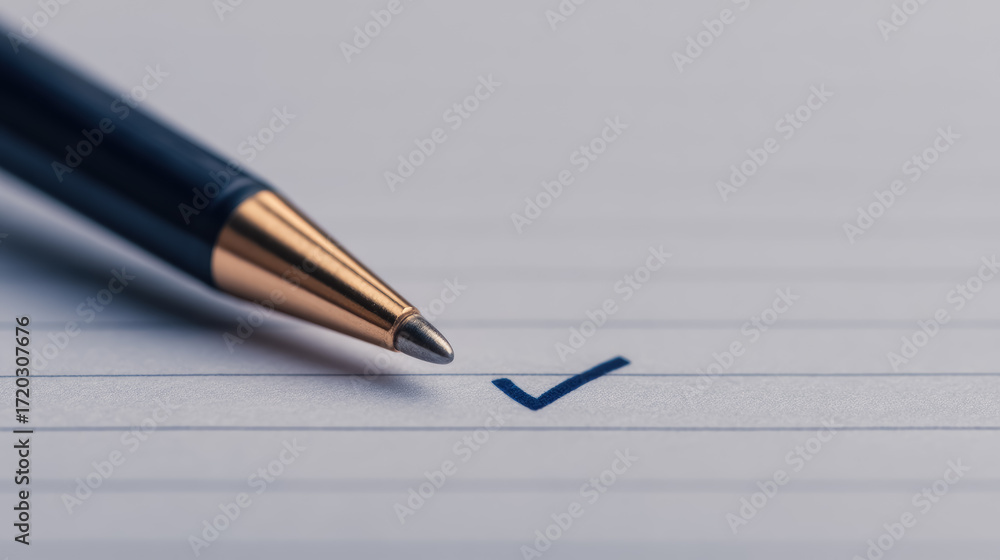 Check Mark with Pen, Verification and Evaluation Concept, Ideal for ...