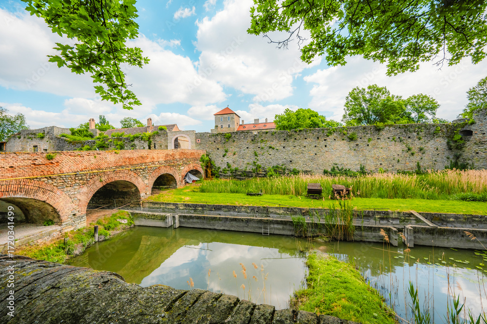 Old stone Tata Castle - 14th-century castle and museum with restored ...