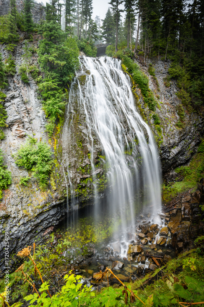 Mount Rainier Narada Falls from the Narada Falls Viewpoint hike in the ...