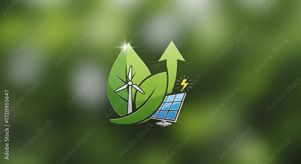Eco friendly renewable energy sources wind turbine solar panel green ...