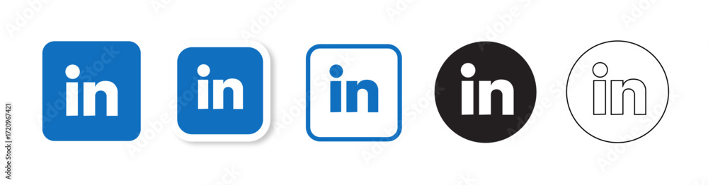 LinkedIn vector icon set. Includes LinkedIn vector logo and social ...