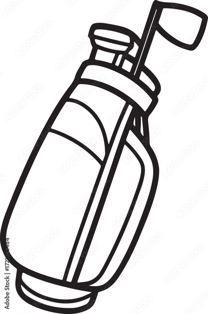 golf bag line art, coloring book page line art drawing, vector and ...