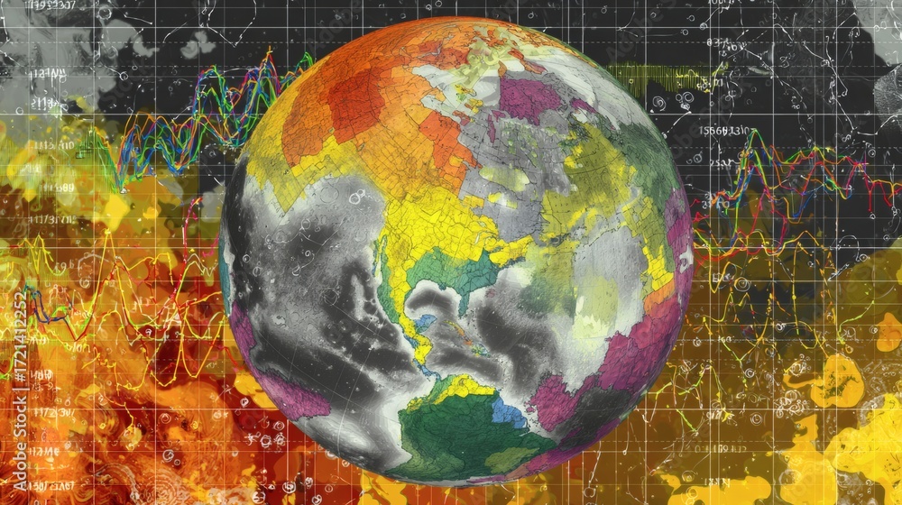 Foto de Stock quadrants. Fractured globe with mismatched seasonal ...