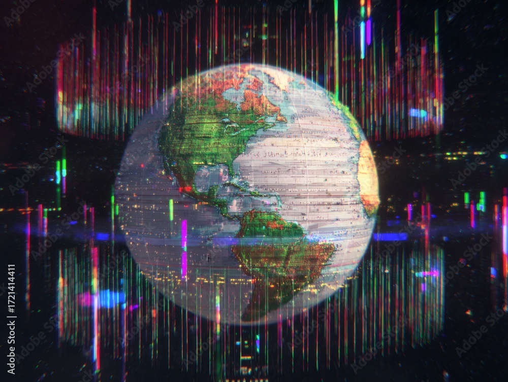 quadrants. Fractured globe with mismatched seasonal quadrants spinning ...