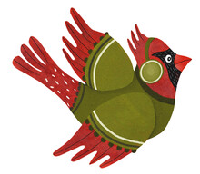 Christmas Cardinals Folk Art Free Stock Photo - Public Domain Pictures