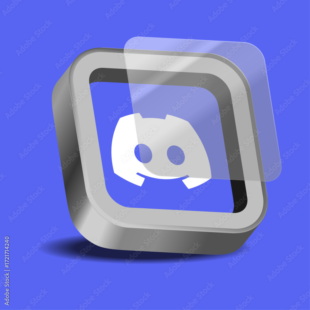 Discord logo on a glass cage show vector editorial. Glossy liquid glass ...