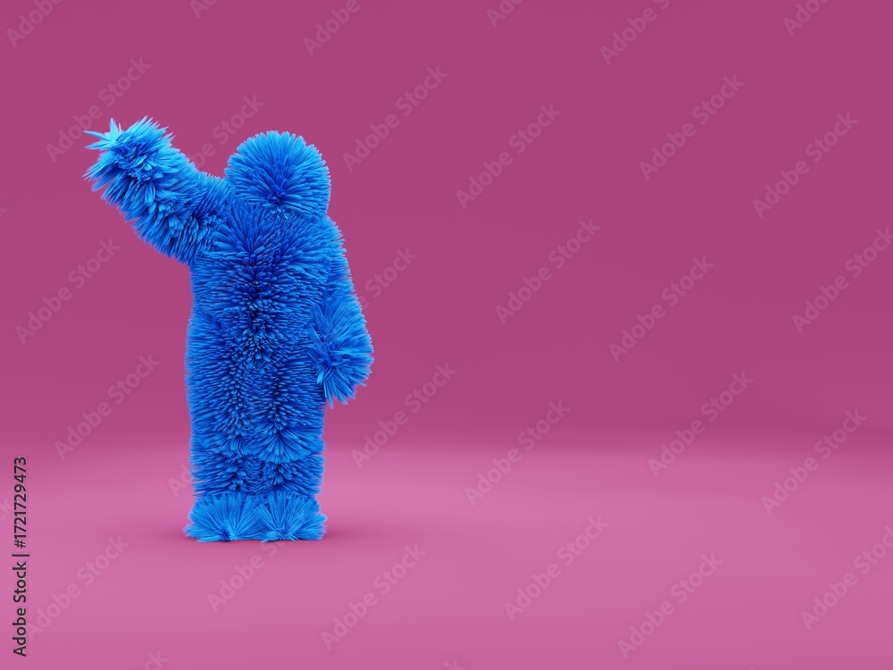 Furry monster waving hello, Stock Illustration | Adobe Stock