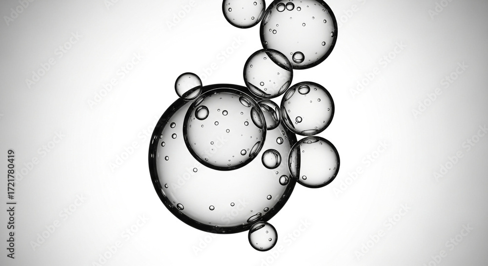 Bubbles of different sizes isolated on white background, some with ...