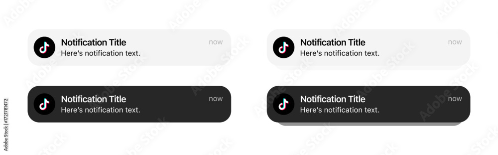 TikTok iOS 26 notification alert. Modern vector UI design for mobile ...
