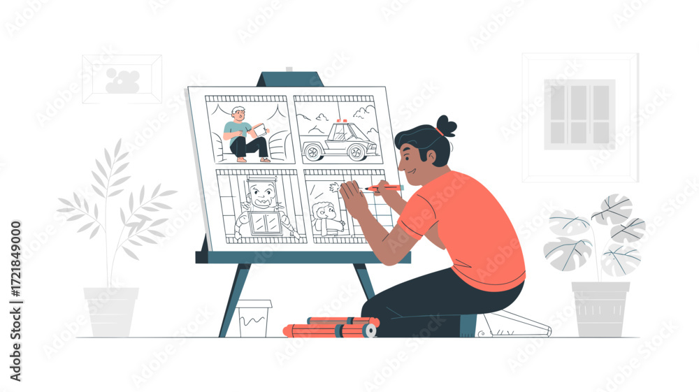 Storyboard Artist at Work: Creating Visual Narrative on Easel ...