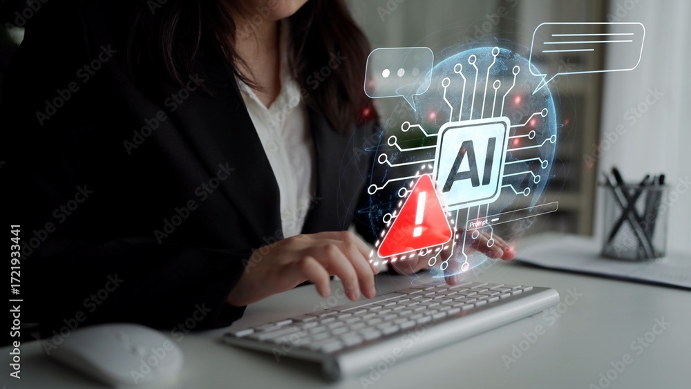 AI interface showing prompt error warning and system alert. AI prompt ...