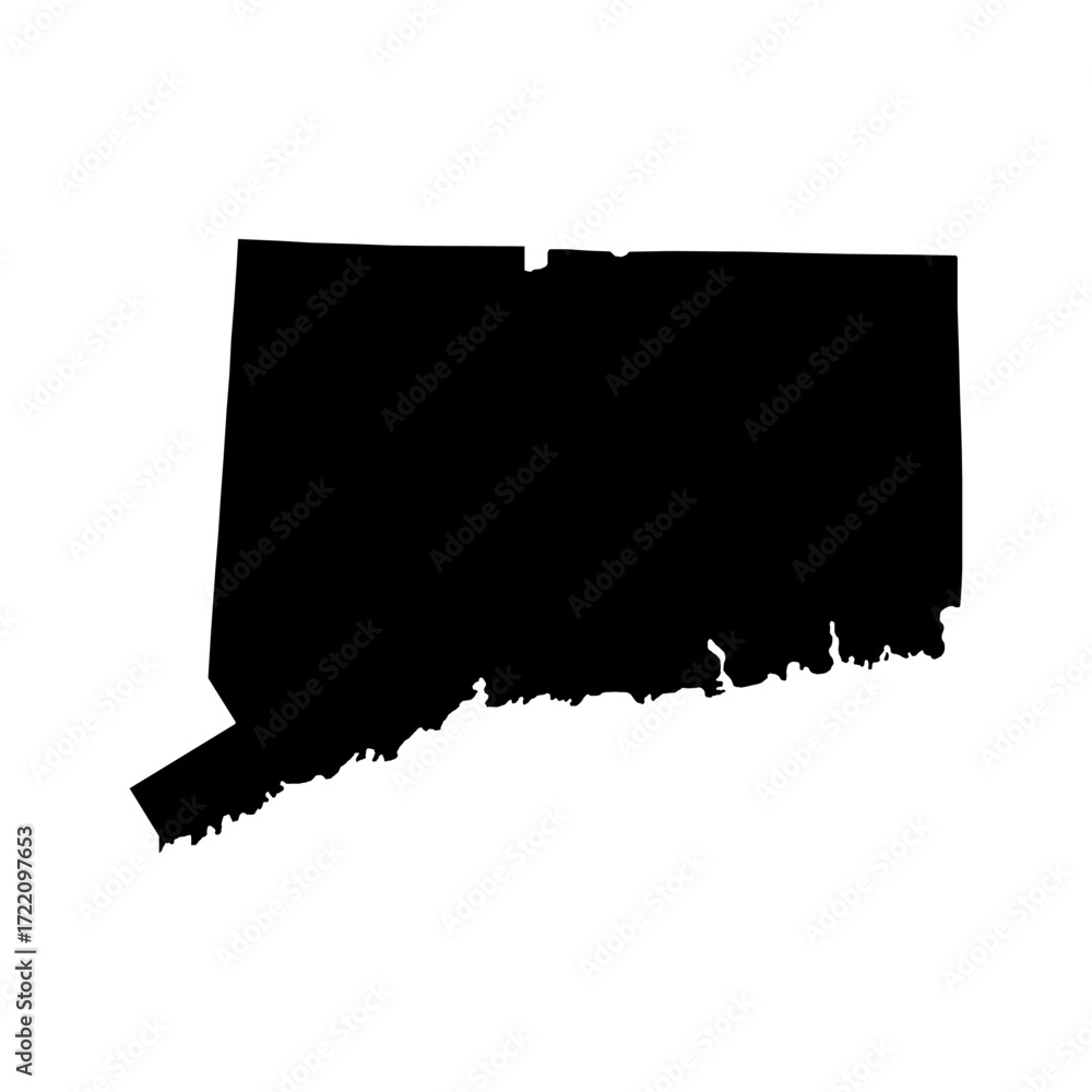 Connecticut State Map Vector — Flat Design Outline with Detailed ...