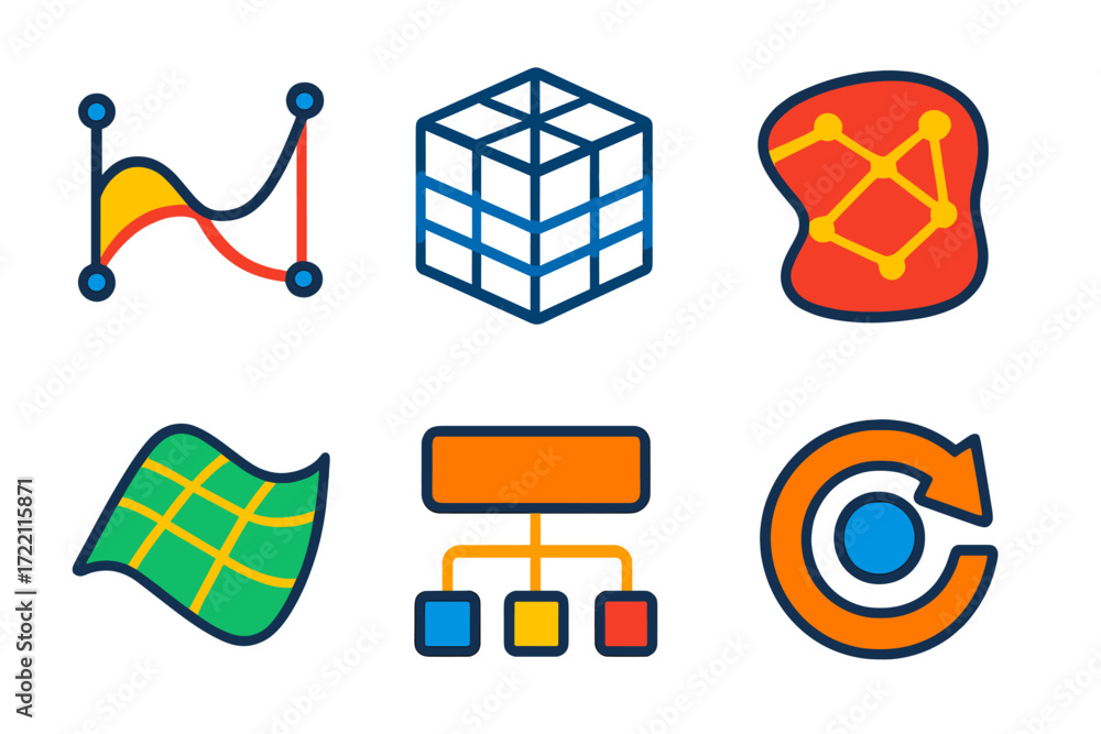 Praca wektorowa bez tantiem: Parametric Design Icons. Flat vector icons ...