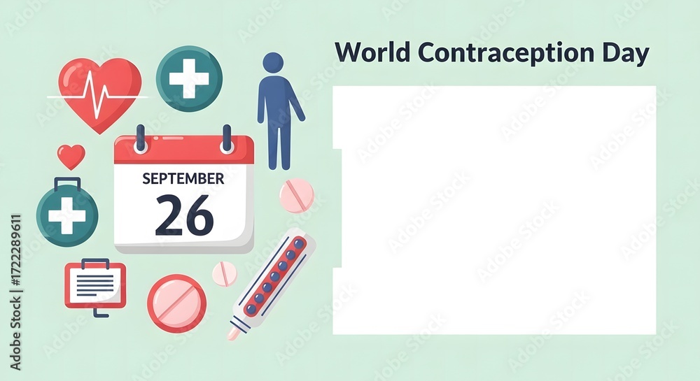 World Contraception Day September 26th health symbols and icons Stock ...