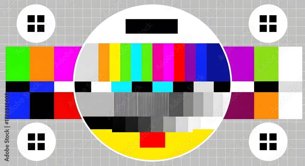 Retro Television Test Pattern Grid A Nostalgic Digital Art Graphic ...