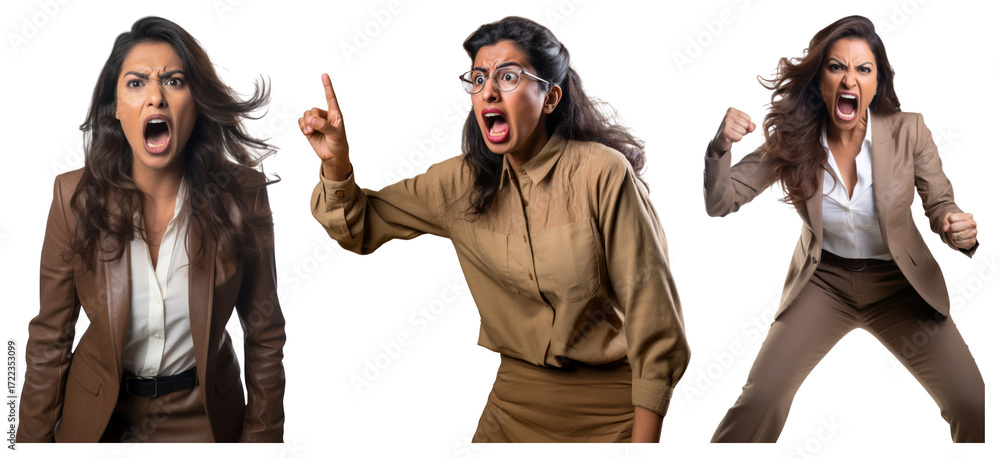 PNG Three angry businesswomen shouting, element set on transparent ...