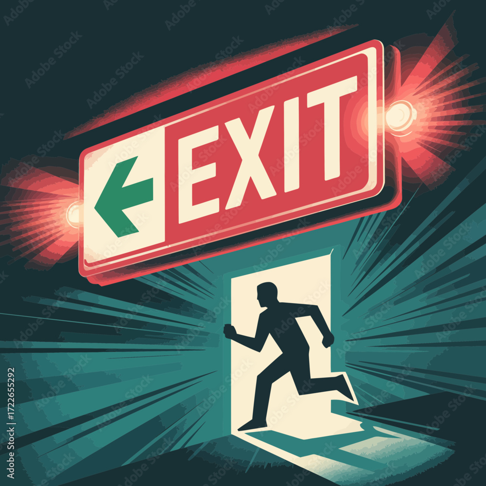 emergency, exit, sign, safety, evacuation, direction, symbol, escape ...