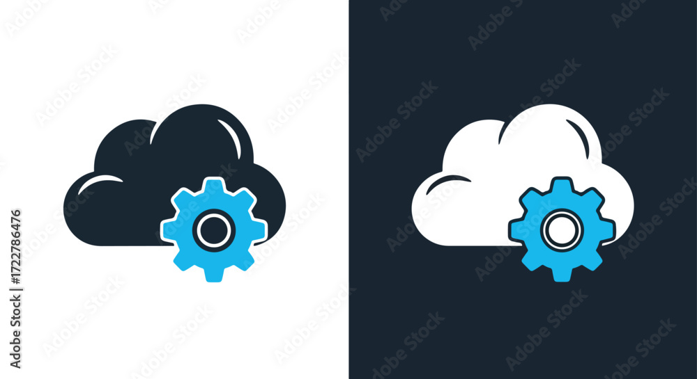 Cloud computing settings gear icon for data storage technology and ...