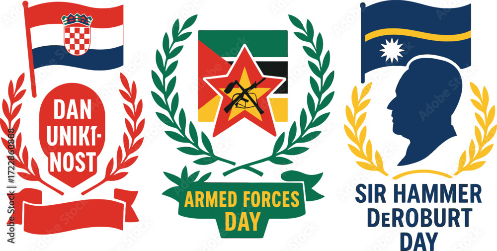 September National Observances Vector Wallpaper with Flags, Symbols ...