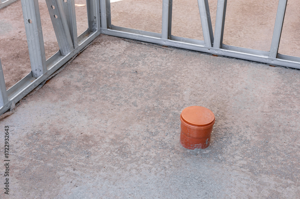 Stock-Foto „Sewage pipe installation in construction site. Construction ...