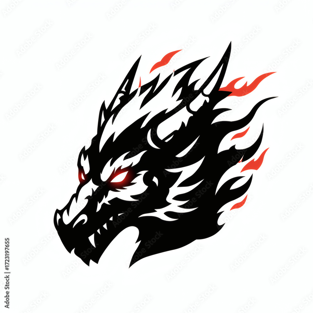 Fiery Dragon Head Emblem A Powerful Symbol of Myth, Strength, and ...