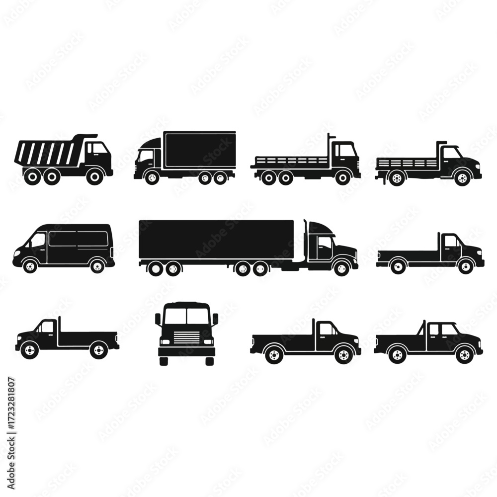 Collection of various truck types and models. Stock Vector | Adobe Stock