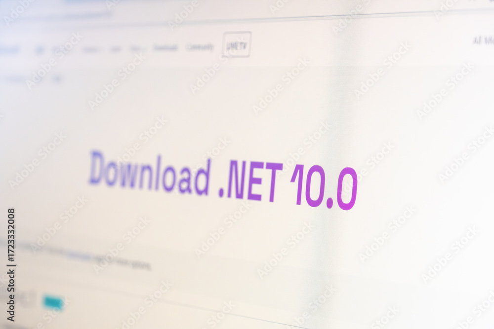 Download page of Microsoft .NET Core version 10 final SDK Stock Photo ...