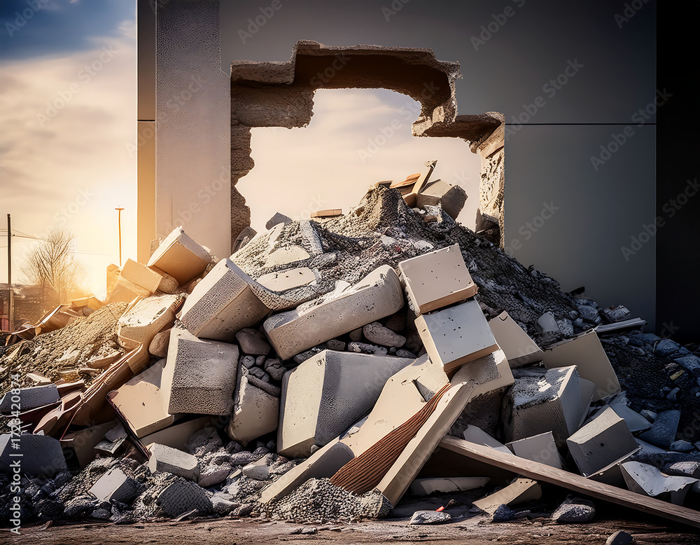 demolition debris left over when dwellings or buildings are demolished ...