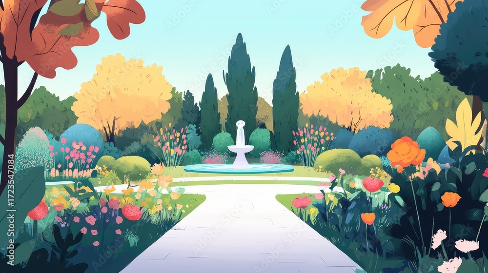 grden stylized animated infographic of a landscape garden Stock ...
