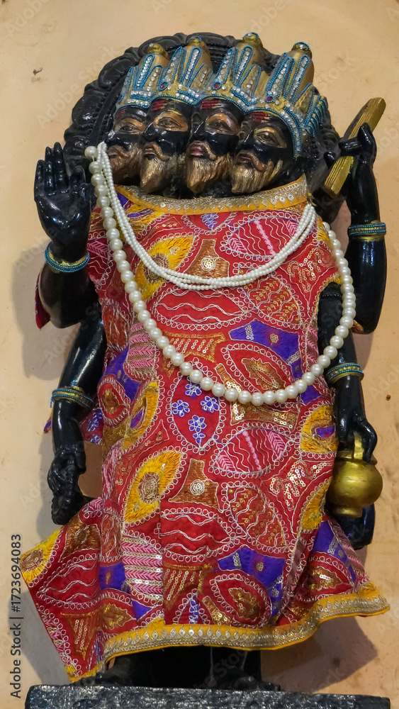 Lord Brahma Four-Faced Statue – Hindu Creator God with Vedas, Kamandal ...