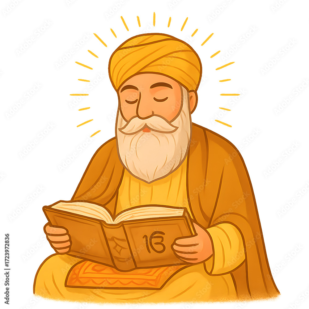 guru nanak jayanti gurpurab sikh festival celebration india cartoon ...