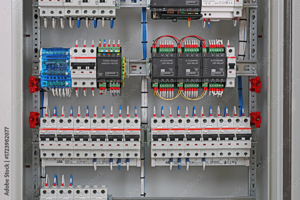 The facade lighting electric panel is assembled in an ABB Twin Line ...