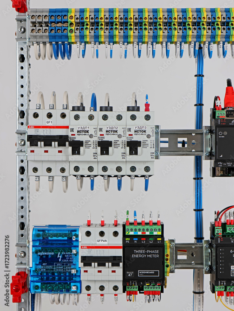 The facade lighting electric panel is assembled in an ABB Twin Line ...