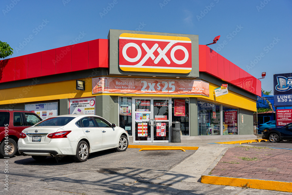 Oxxo franchise convenience store. Guadalajara, Jalisco, Mexico, June 24 ...