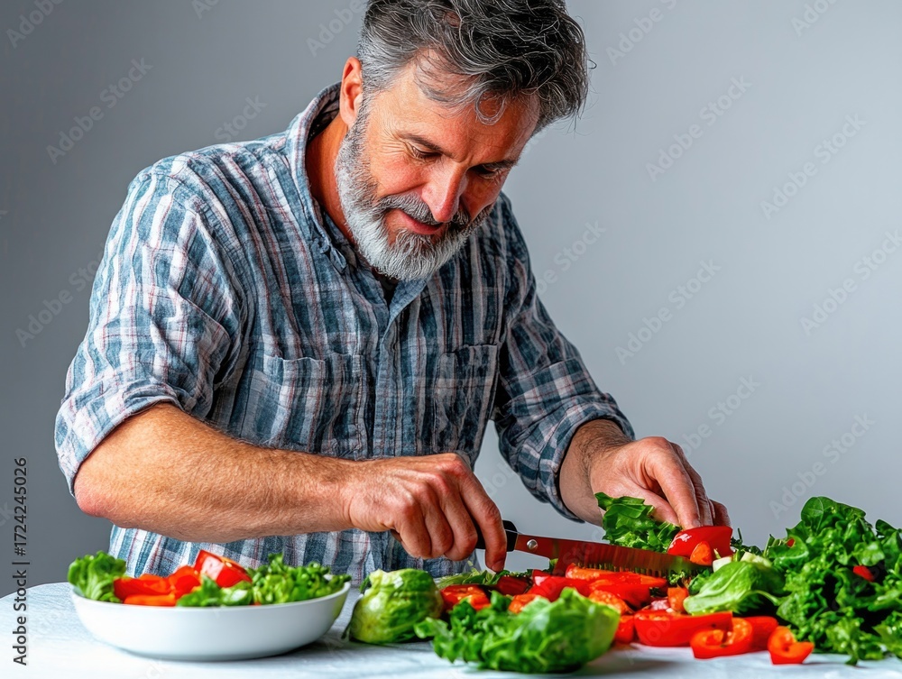 chef person with too many vegetables Stock Photo | Adobe Stock