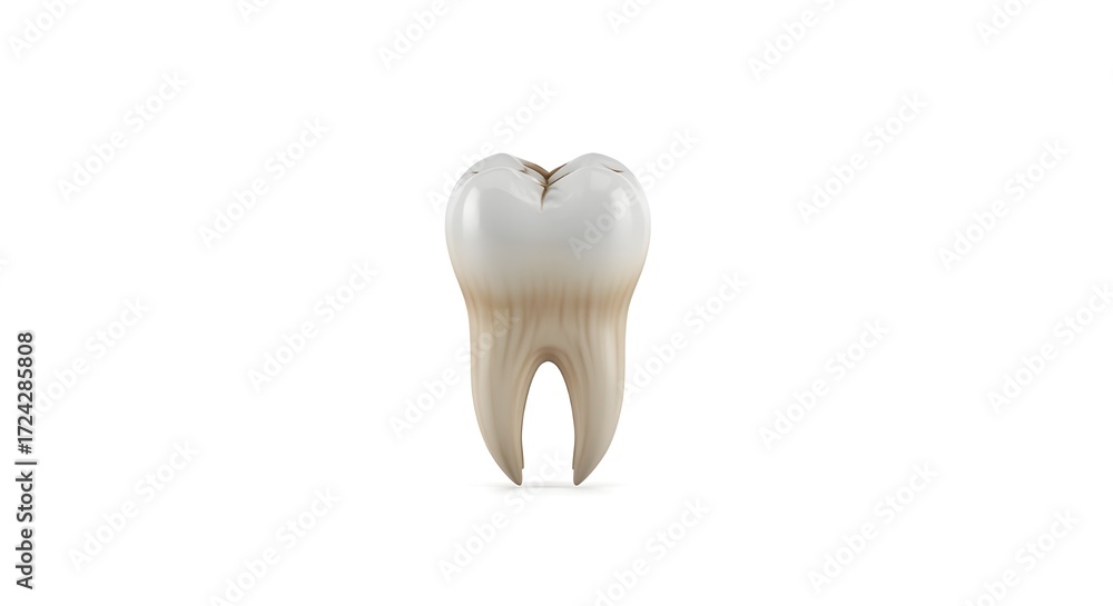 Realistic human molar showing decay and discoloration, a visual for ...