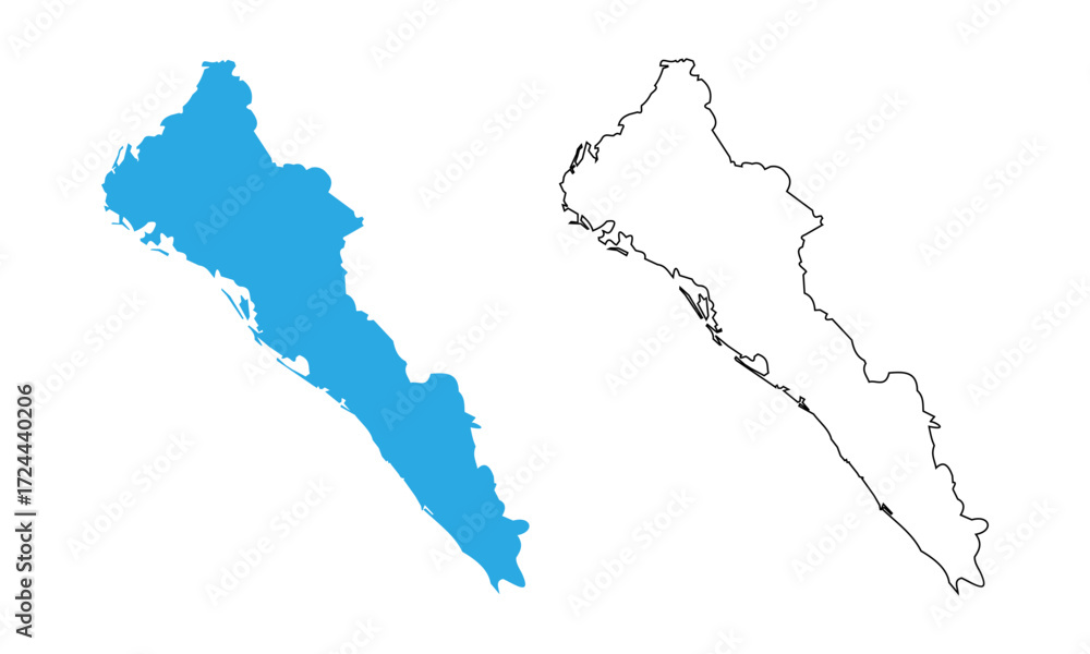 Vector de Stock Map of Sinaloa, a state of Mexico. Map with detailed ...