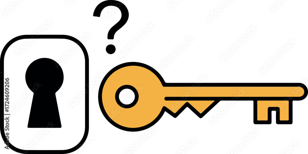 Key and lock concept with question mark problem solving idea. Stock ...